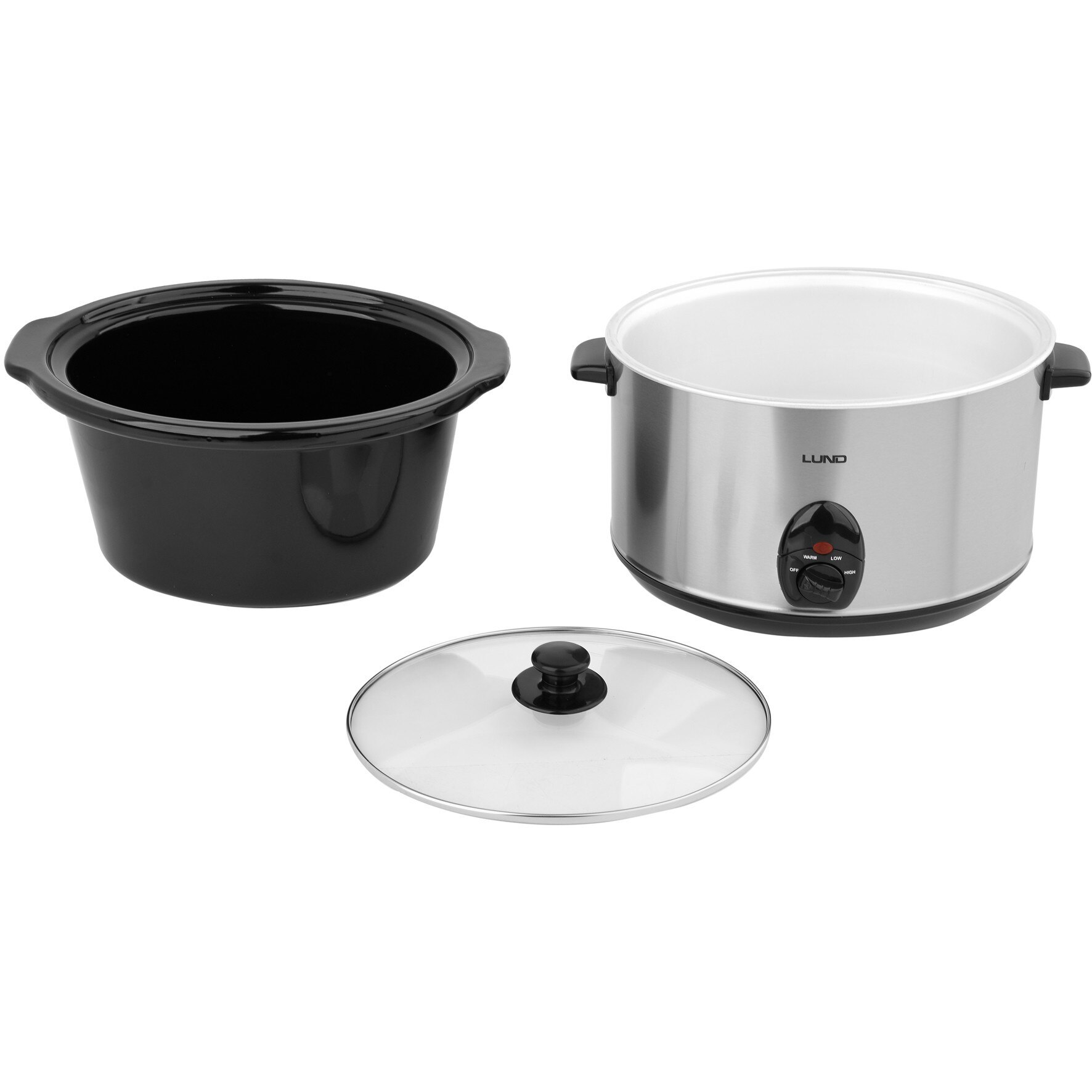 Slow cooker, Lund, Inox, 320 W, 5.6 l, Argintiu/Negru - eMAG.ro