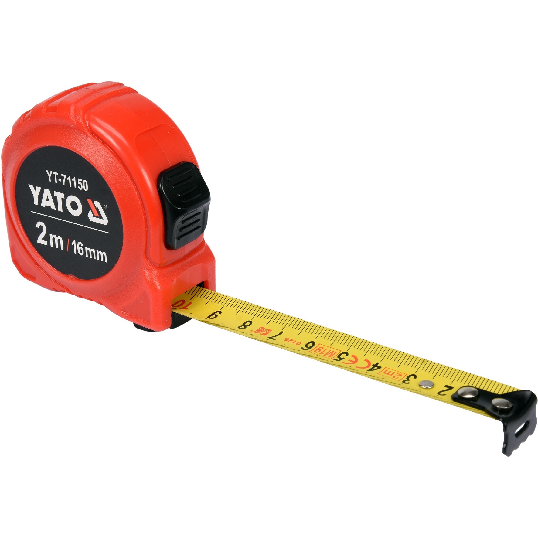 Измервателна лента, Yato, ABS/стомана, 2000 x 16 mm, червено/черно ...