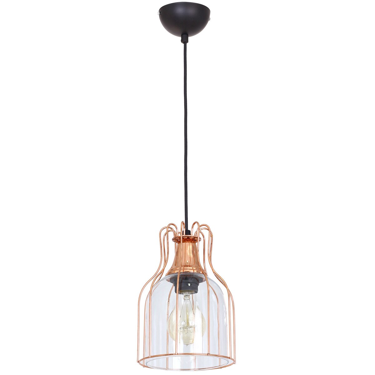Pendul de iluminat, Luminex, Metal/Sticla, Soclu E27, Negru/Cupru - eMAG.ro