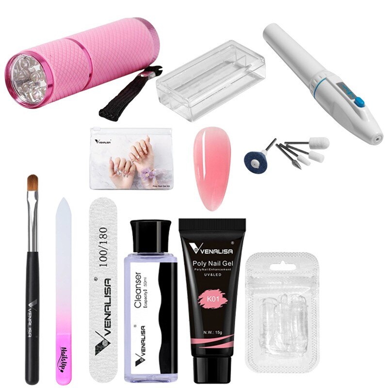 Set Unghii Polygel Venalisa, Pensula, Cleaner 50ml, Polygel 15g, Pila ...