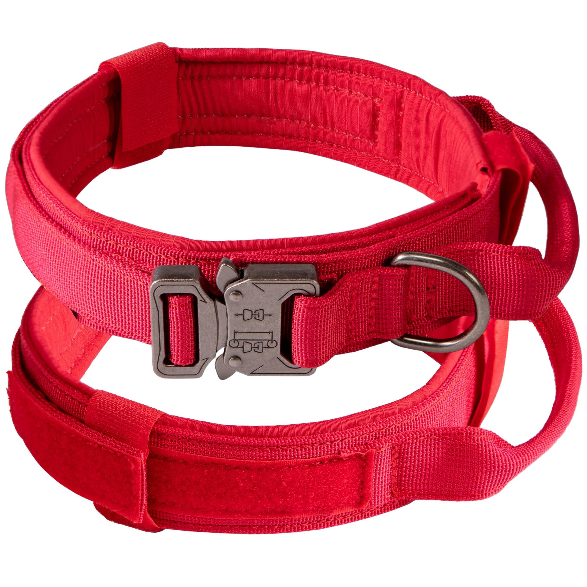 Zgarda pentru caini mari, tip militar, rosu, 56 x 3.8 cm - eMAG.ro