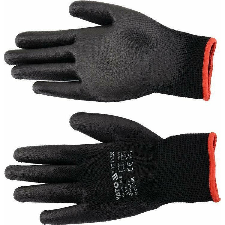 Manusi de lucru, Poliuretan/Nylon, Marimea 8, Negru - eMAG.ro