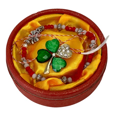 Set Lucky Camee, brosa/ trifoi cu cristale incrustate si bratara ...