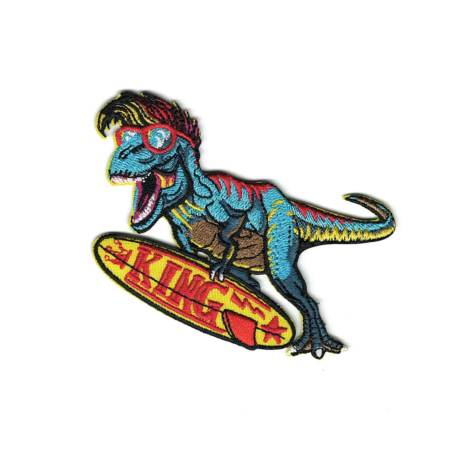 Petic textil brodat Dino Surfer King, Dinozaurul in vacanta la surf 10 ...