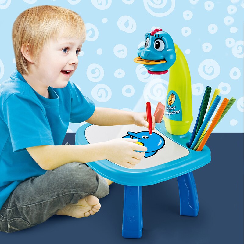 Jucarie educationala tip tabla, masuta de desenat cu proiector, cu ...