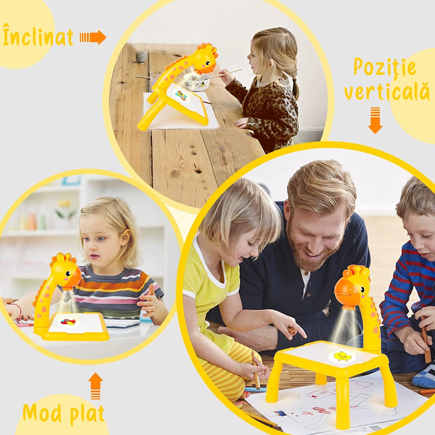 Jucarie educationala tip tabla Pitikot®, masuta de desenat cu proiector ...