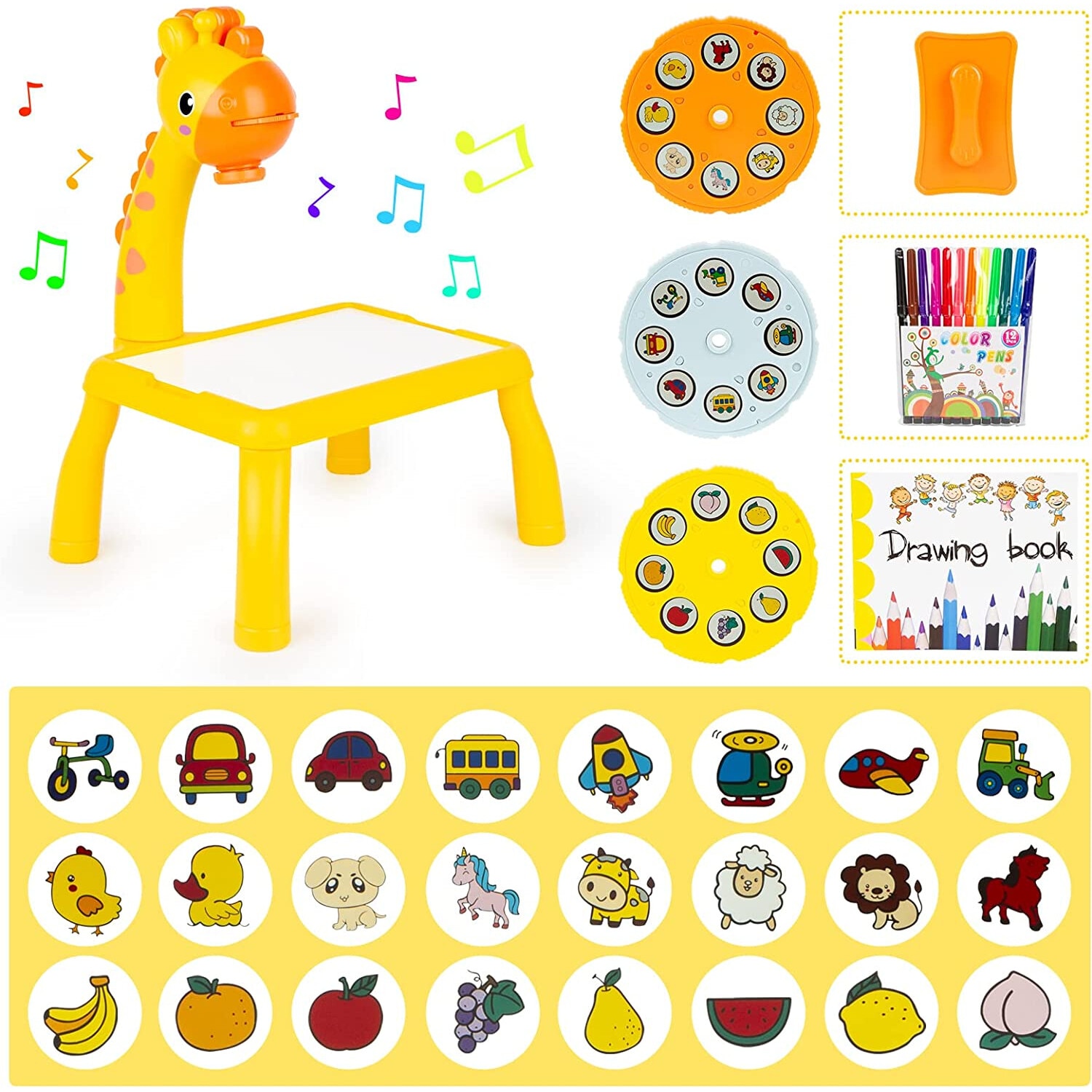 Jucarie educationala tip tabla Pitikot®, masuta de desenat cu proiector ...