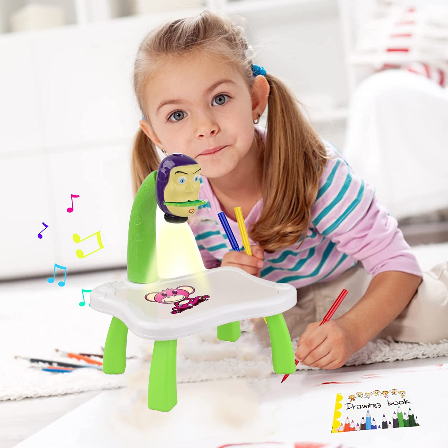 Jucarie educationala tip tabla, masuta de desenat cu proiector, cu ...