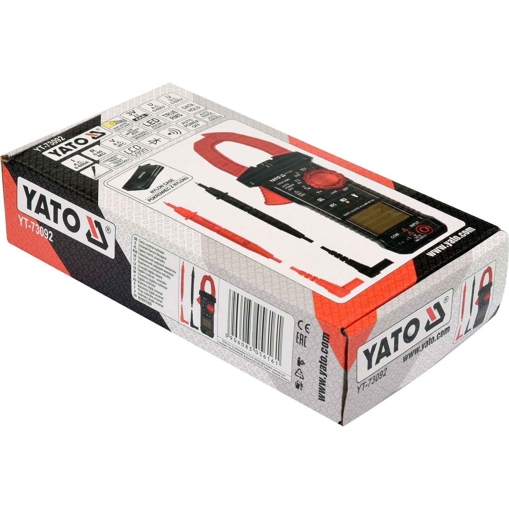 Clampmetru, Yato, Display LCD, Cu 2 cabluri testare, Negru/Rosu - eMAG.ro