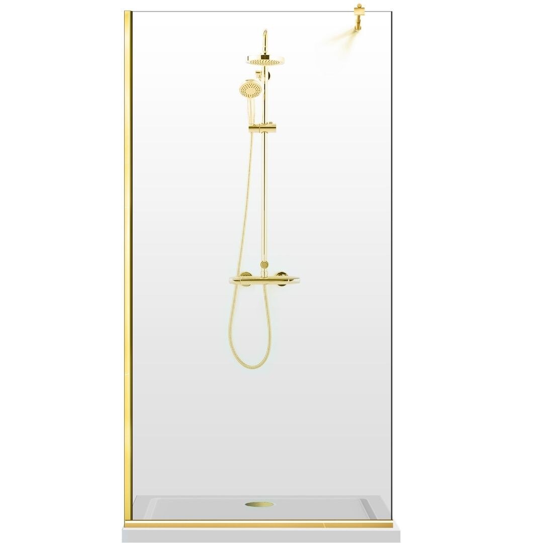 Paravan dus walk-in Aqua Roy ® Gold, feronerie full inox auriu, sticla ...