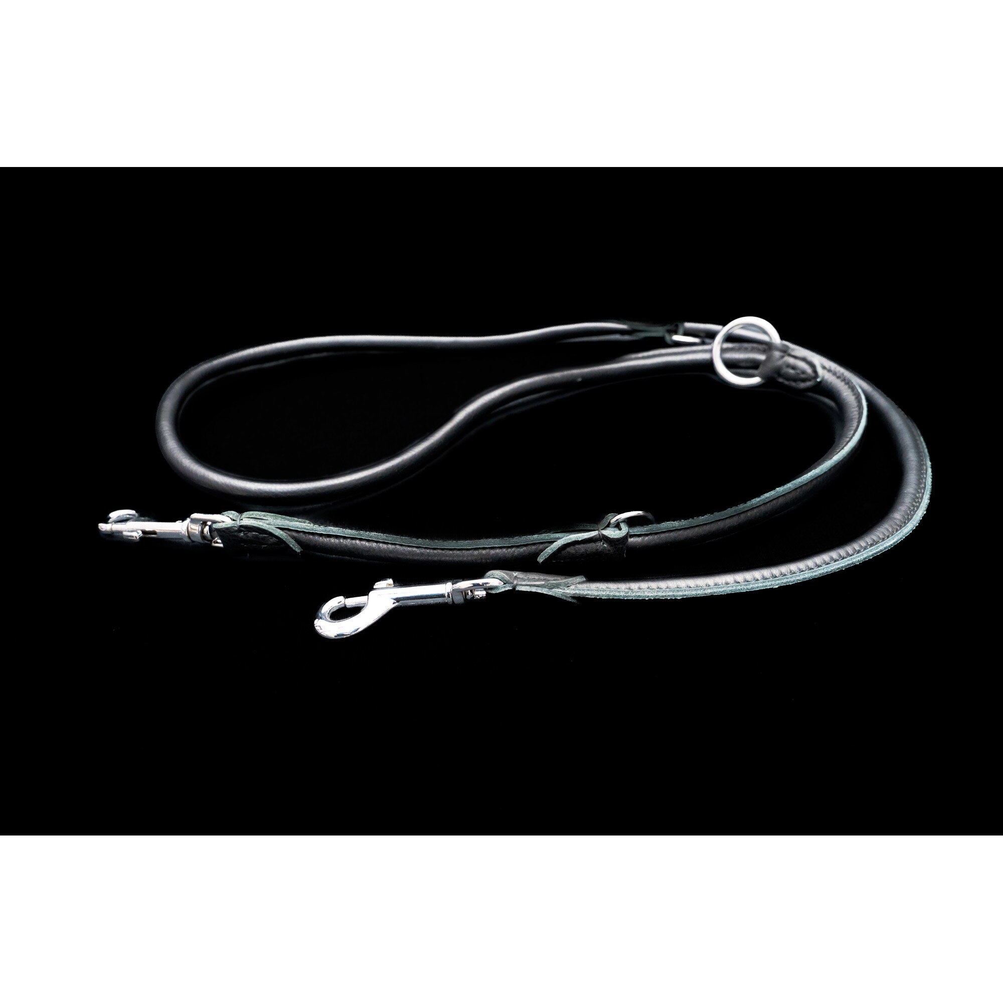 Lesa caine Let's Glow, piele naturala neagra, lungime 160 cm, gama Pet ...