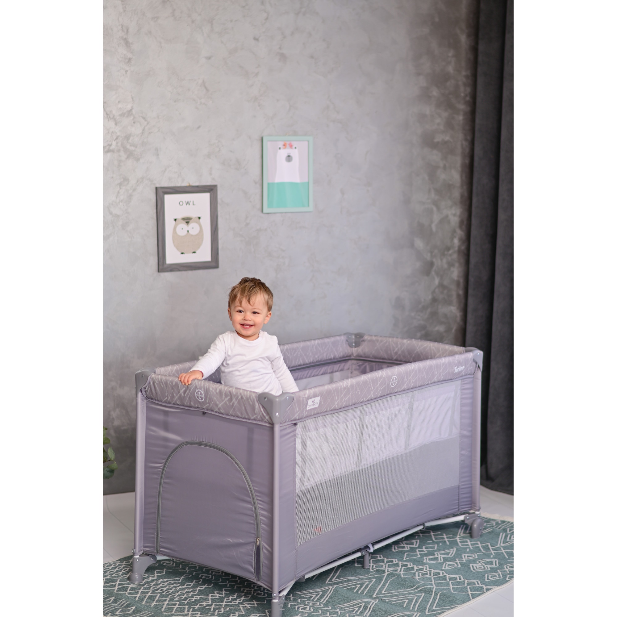 Patut pliabil, Lorelli, Torino, 2 nivele, Fog Striped Elements - eMAG.ro