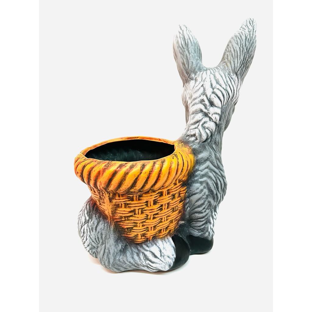Ornament de gradina din lut, magar cu ghiveci, 33 cm x 42 cm - eMAG.ro