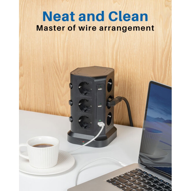 16a 4000w удължителен кабел с 12 извода 6 Usb 4 8a множество контакти със защита от