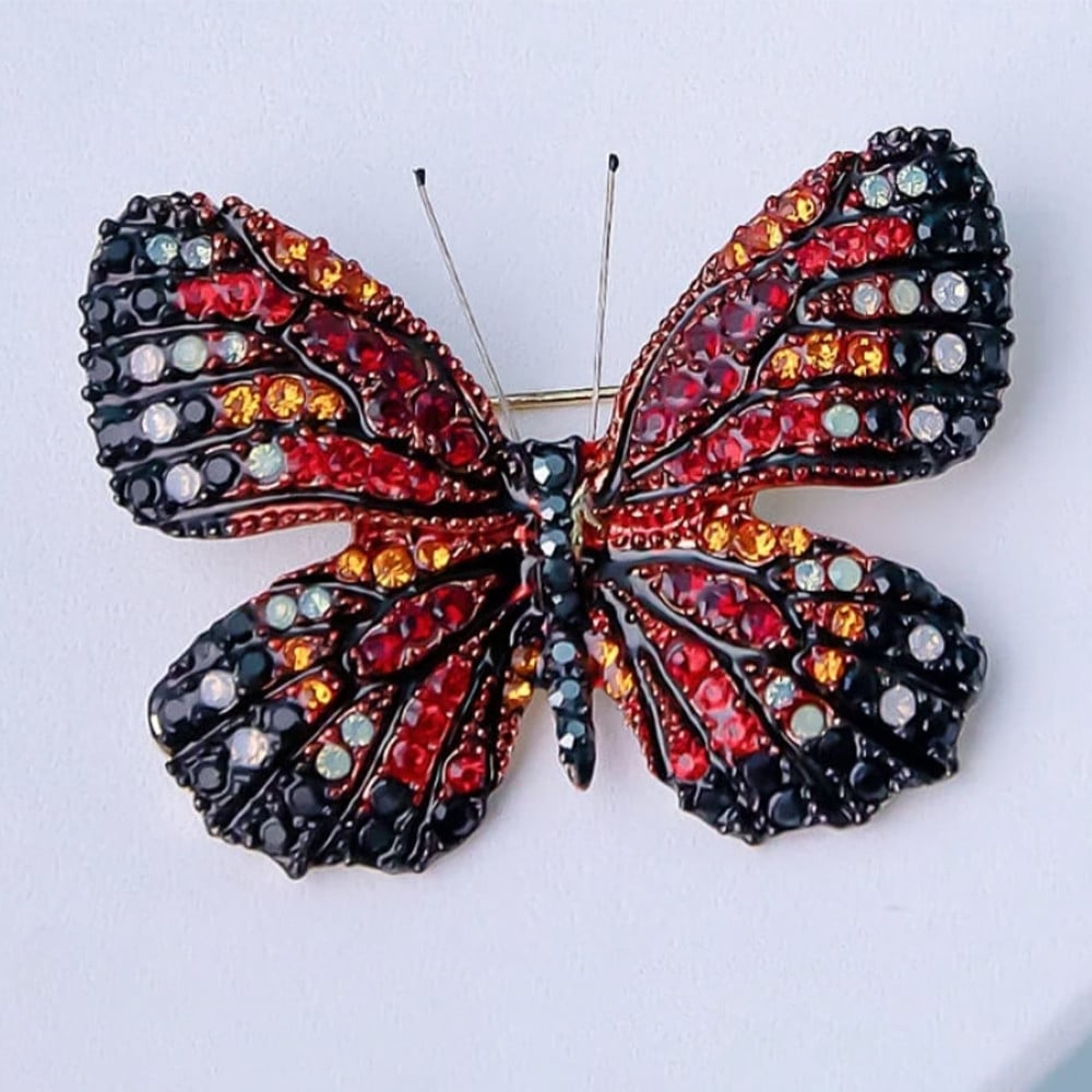Brosa dama eleganta in forma de fluture cu pietricele colorate, Royal ...