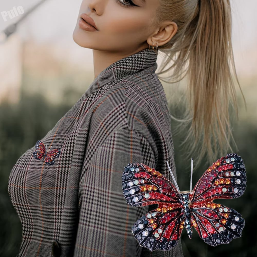 Brosa dama eleganta in forma de fluture cu pietricele colorate, Royal ...