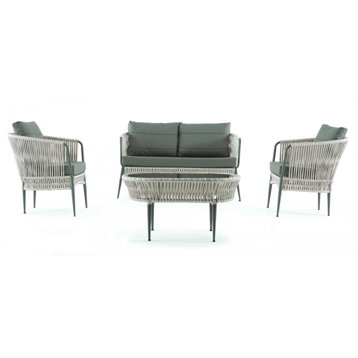 Set mobila de gradina RAKI LINE, canapea 145x75xh80cm cu 2 fotolii ...