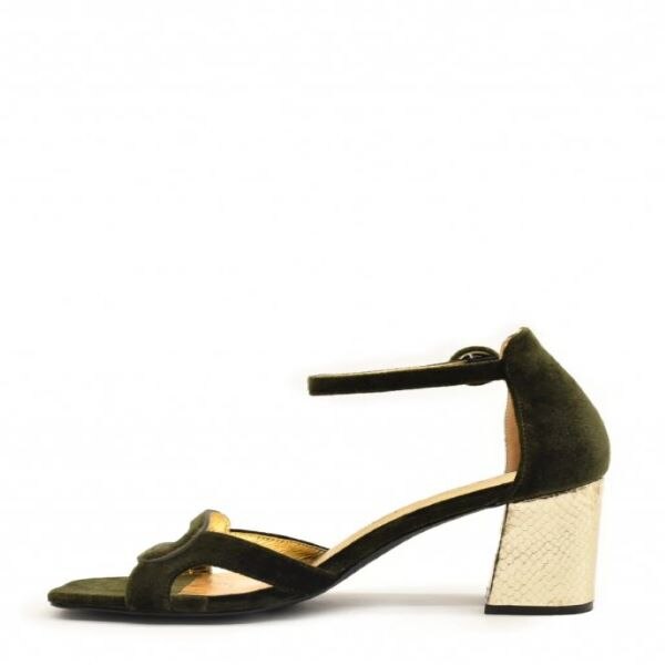 Sandale elegante dama Azarey 459F din catifea verde olive, 39 - eMAG.ro