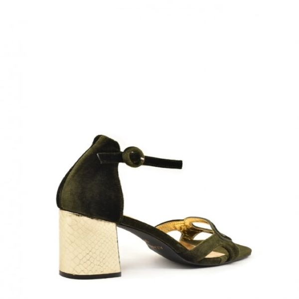 Sandale elegante dama Azarey 459F din catifea verde olive, 39 - eMAG.ro