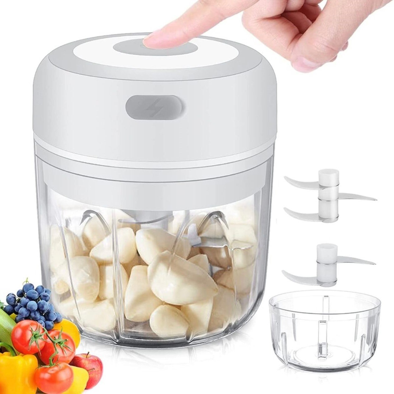 Mini Tocator Electric fara fir, Capacitate 250ml si 100ml, 3 lame inox ...