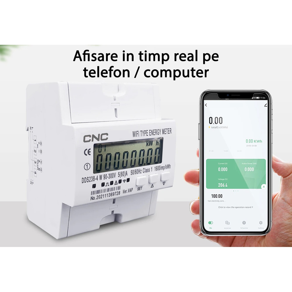 Contor inteligent de energie electrica cu functie de siguranta, WiFi ...