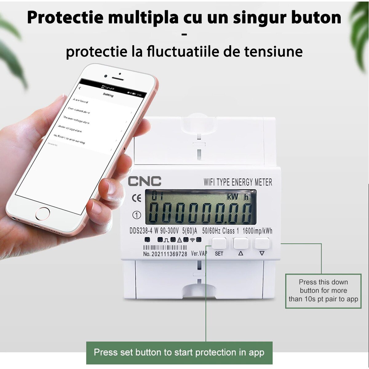 Contor inteligent de energie electrica cu functie de siguranta, WiFi ...