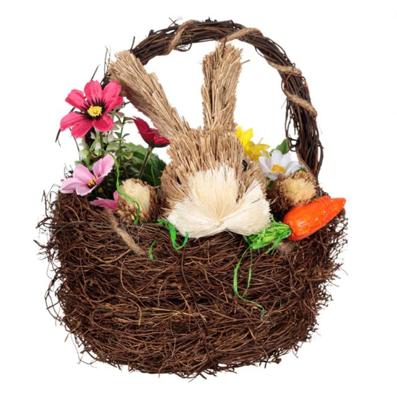 Cos Decorativ de Paste, Cuibul Iepurasului cu Margarete, 22cm - eMAG.ro