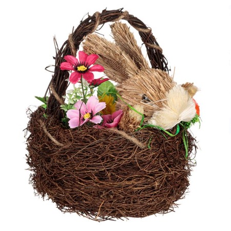 Cos Decorativ de Paste, Cuibul Iepurasului cu Margarete, 22cm - eMAG.ro