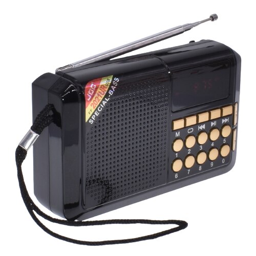 Radio Portabil cu Acumulator, FM, Cititor format MP3 USB/TF, Bluetooth ...