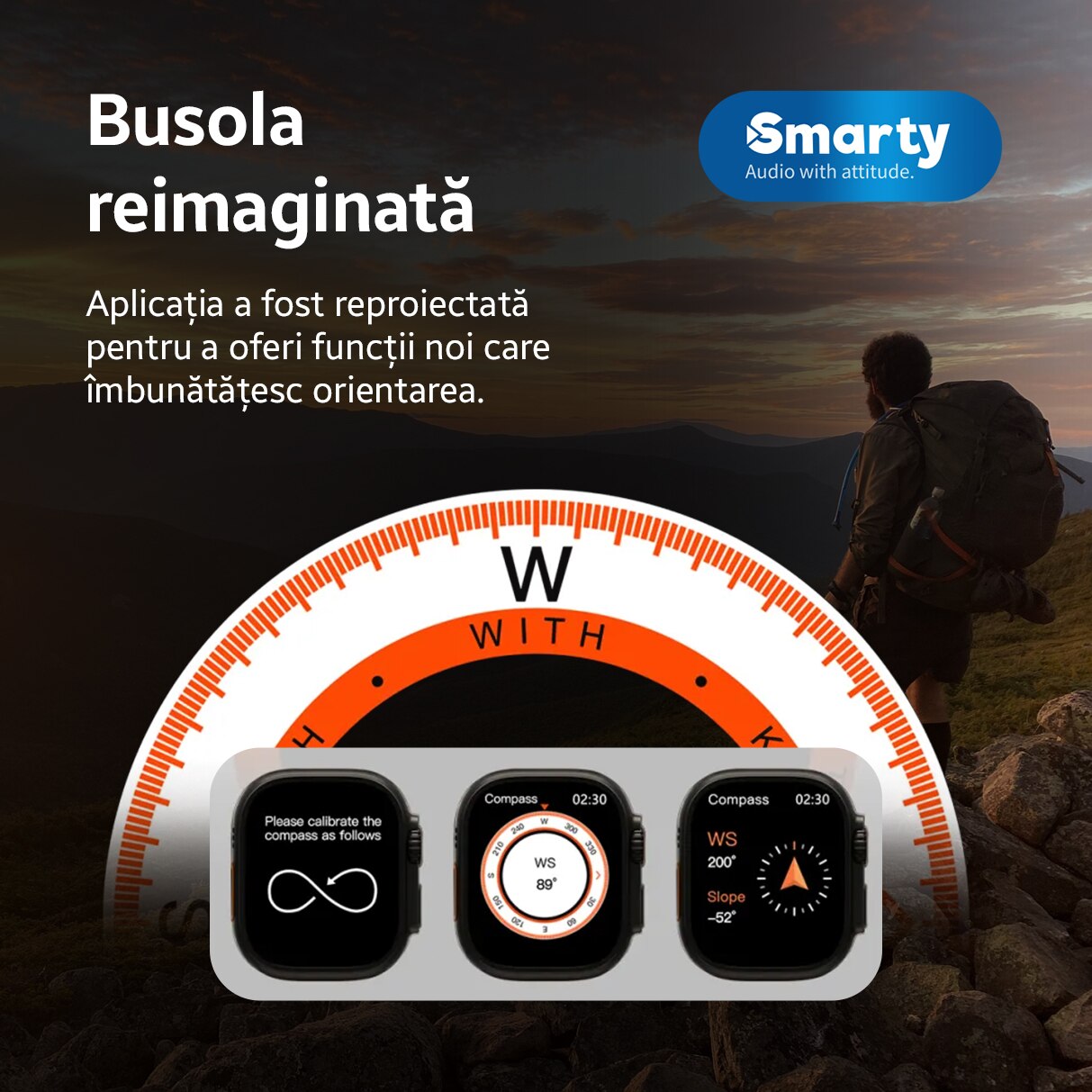 Ceas smartwatch Smarty® Microwear Pro, 2.2" IPS Touch, ECG, NFC, Insula ...