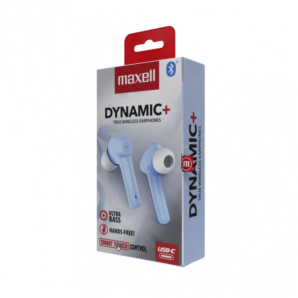 Блутут слушалки с докинг кутийка MAXELL Dynamic, True Wireless, Сини ...