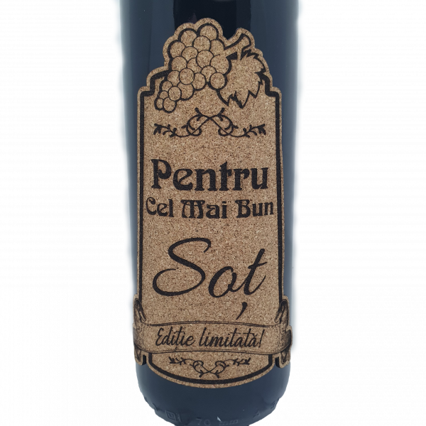 Sticla cu vin personalizata cu mesaj, pentru cel mai bun sot, editie ...