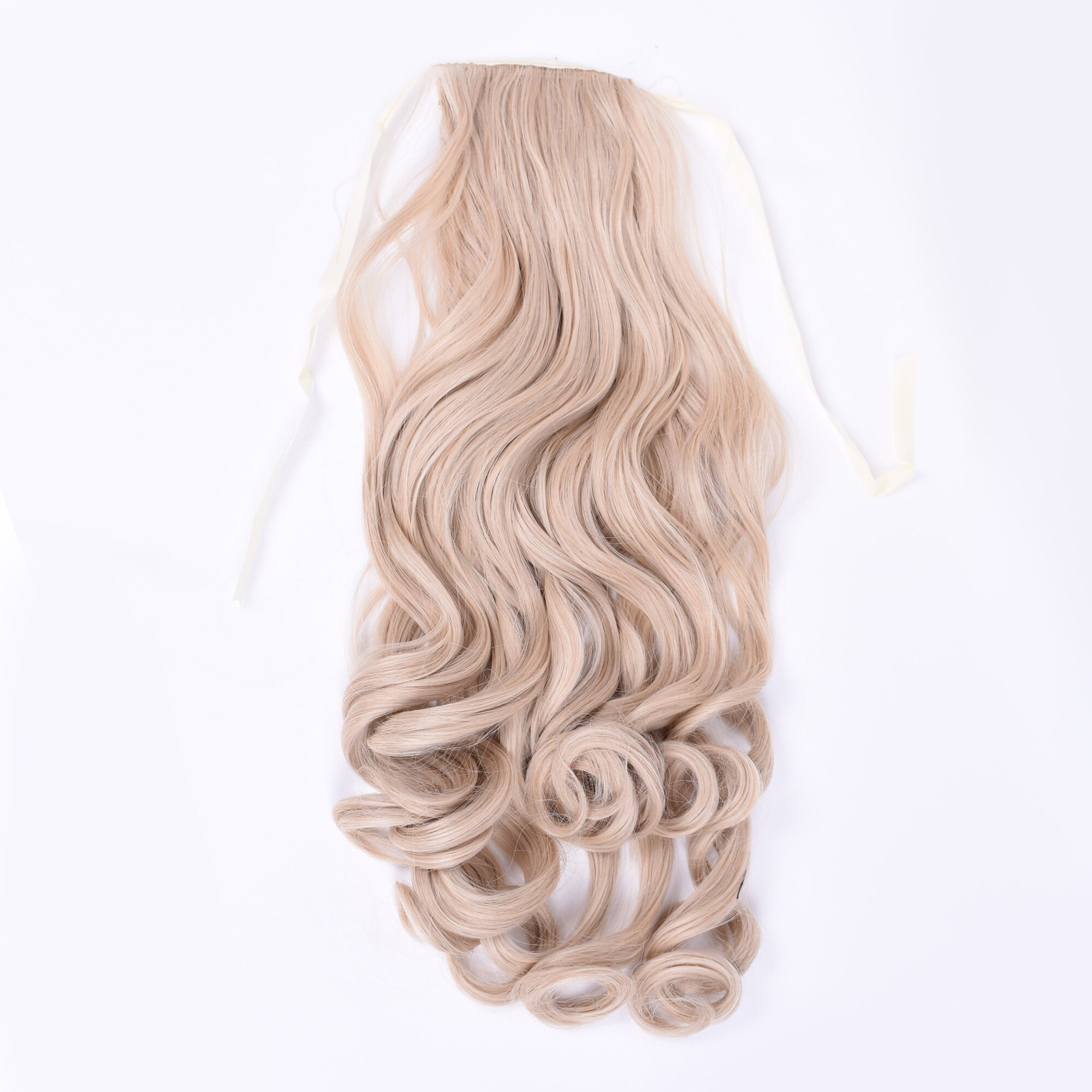Extensie de par sintetic, coada de par ondulat, intins 70 cm, Blond ...