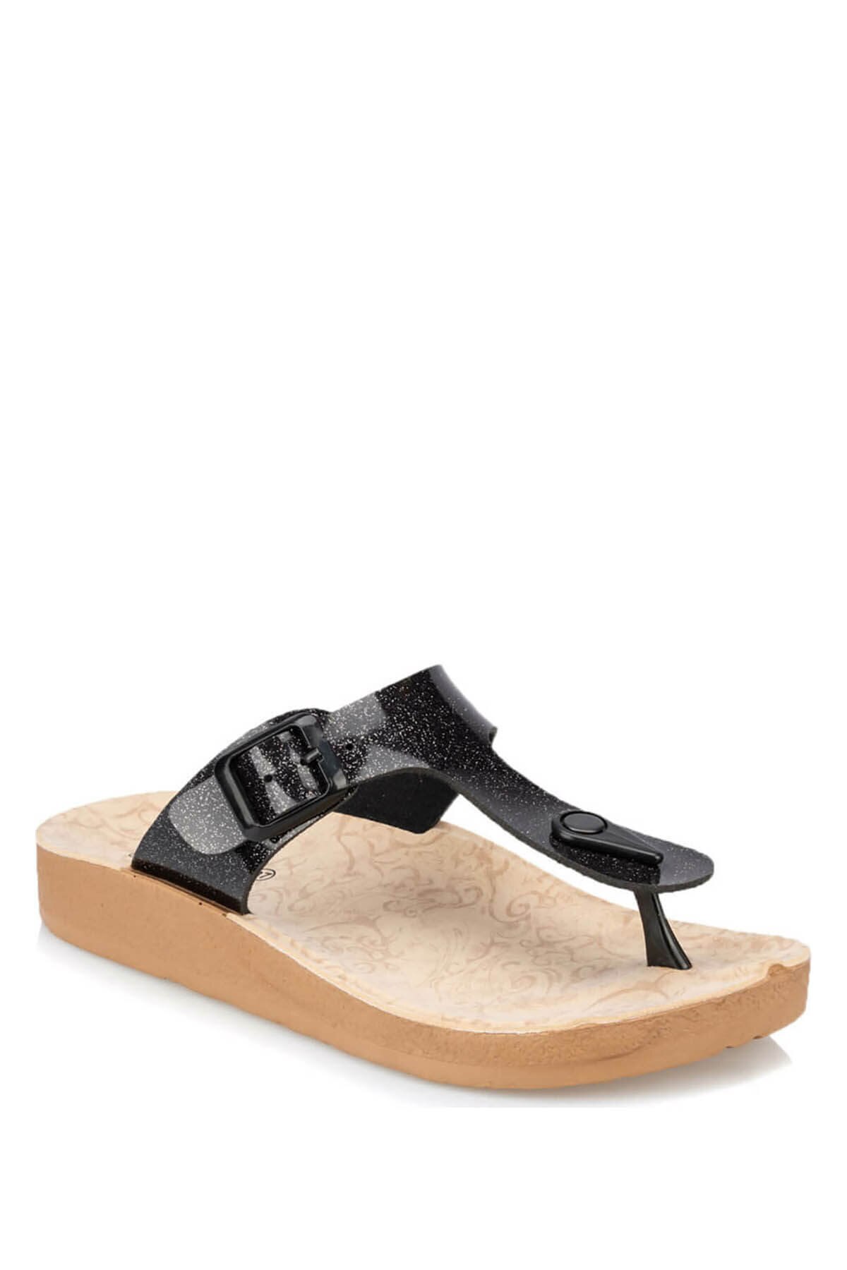 Slapi cu platforma dama, Polaris, Piele ecologica, Negru, 38 EU - eMAG.ro