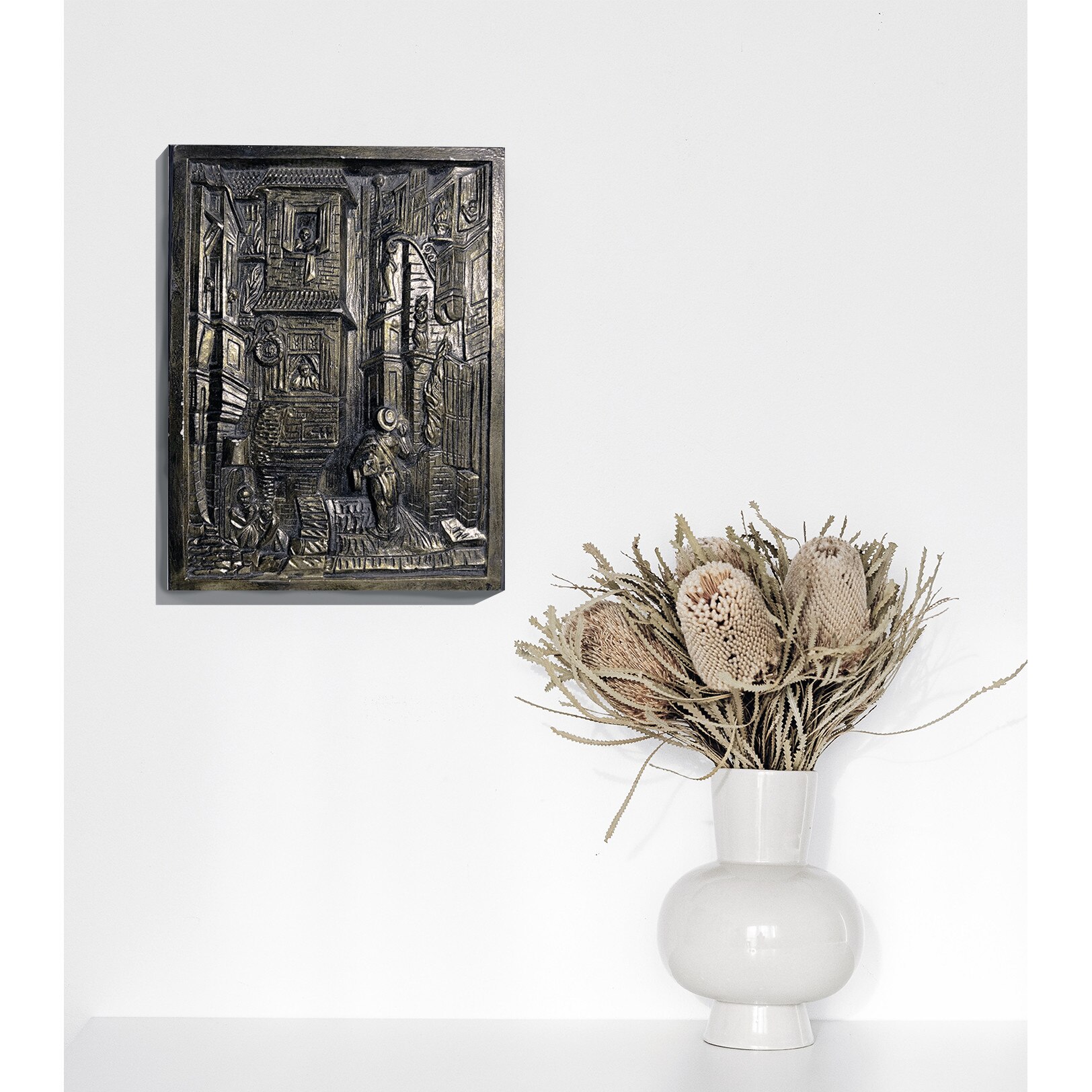 Obiect decorativ perete, tip tablou, basorelief, vanzatorul de vise ...