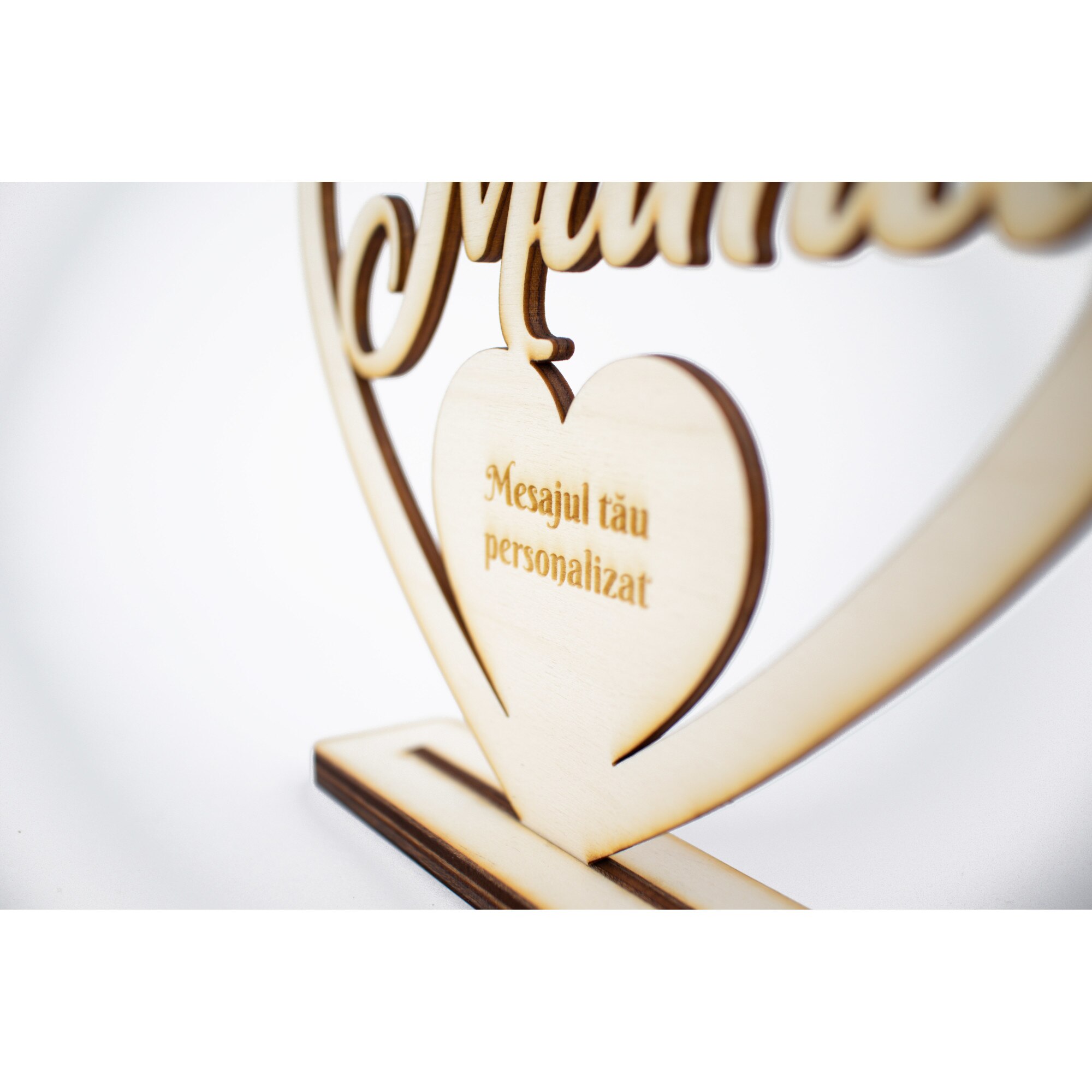 Cadou pentru Mama, inima cu mesaj personalizat, cu suport, gravat pe ...