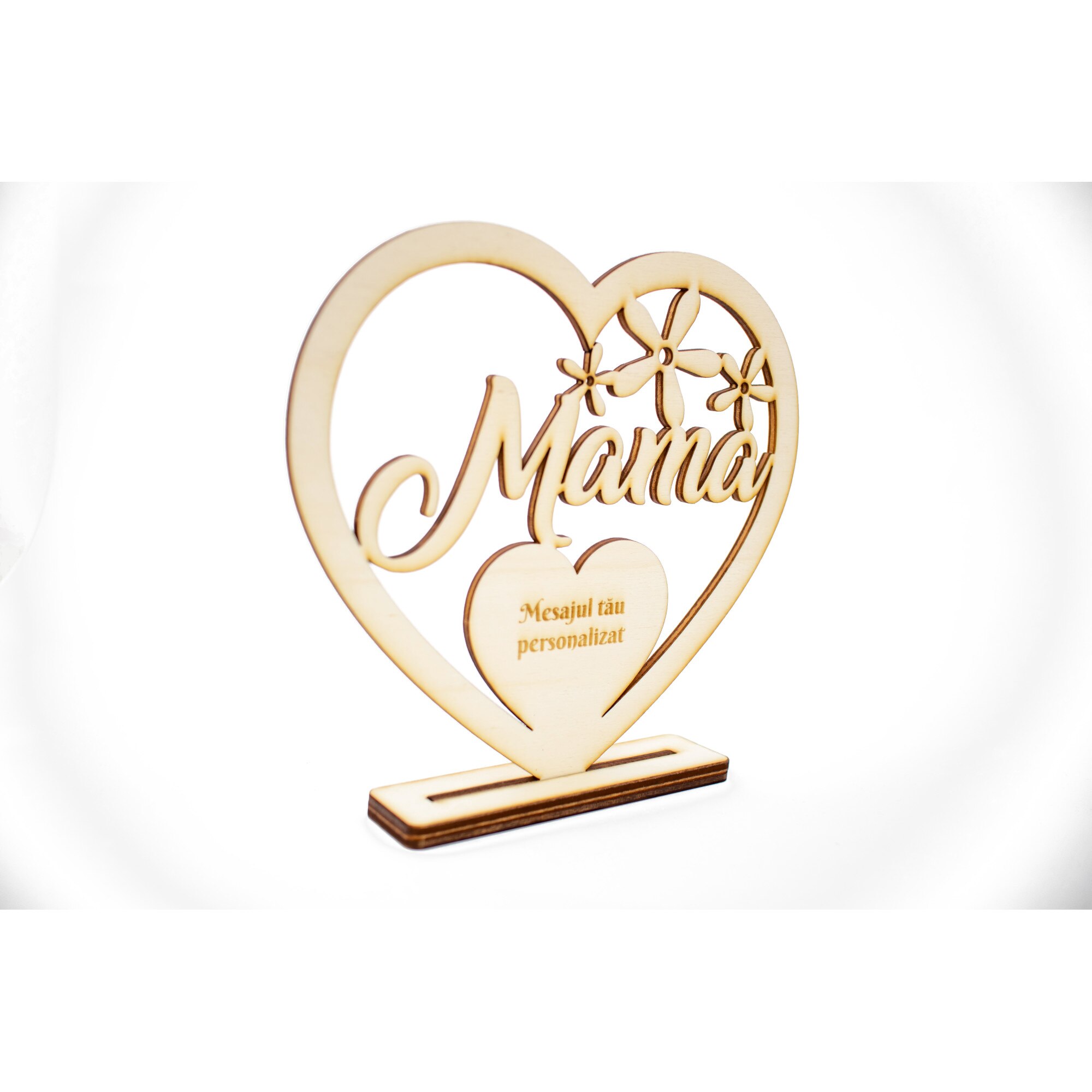 Cadou pentru Mama, inima cu mesaj personalizat, cu suport, gravat pe ...