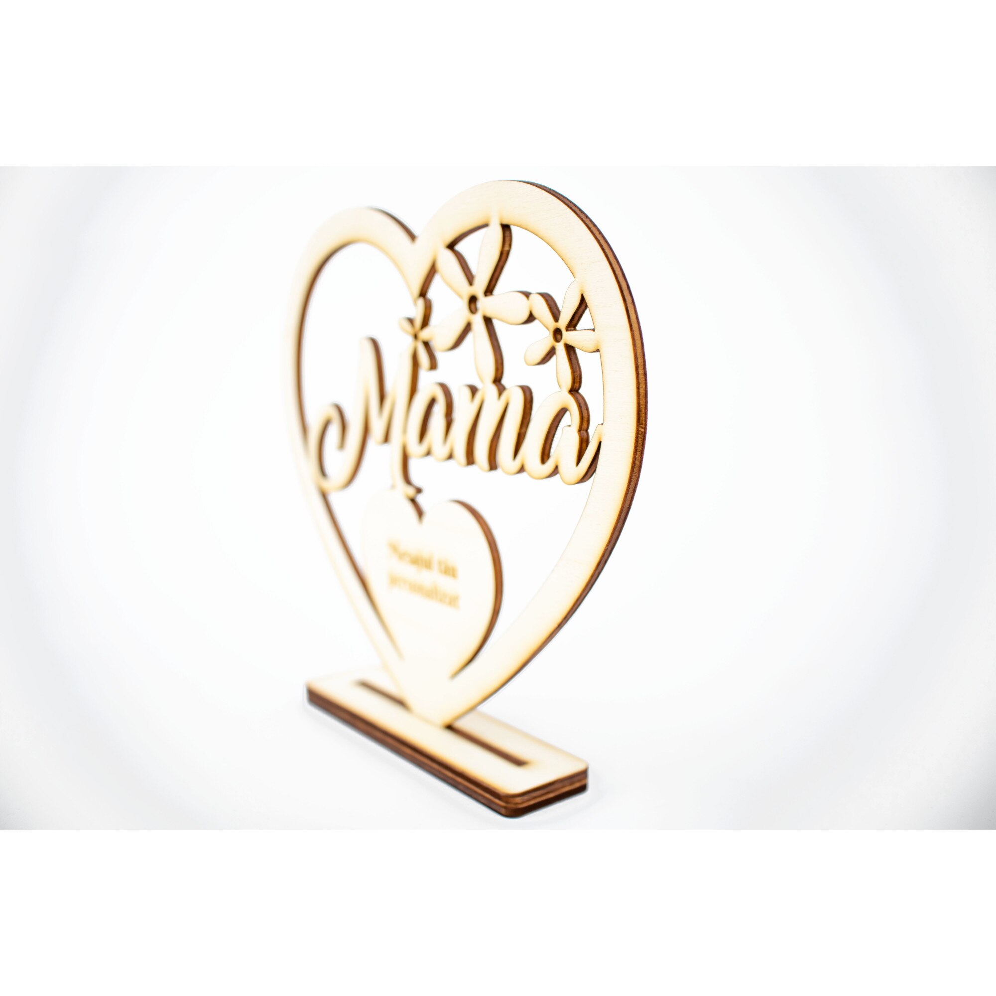 Cadou pentru Mama, inima cu mesaj personalizat, cu suport, gravat pe ...