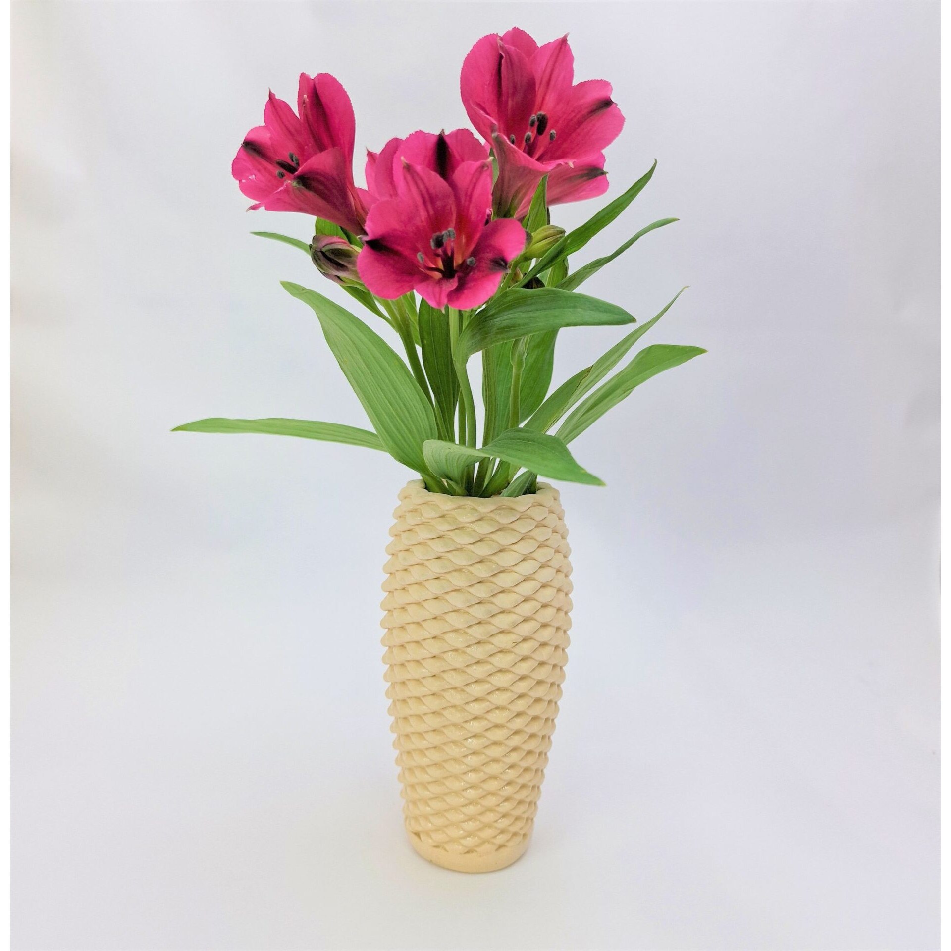 Vaza Impletita din Ceramica Printata 3D, Crem, 14 cm - eMAG.ro