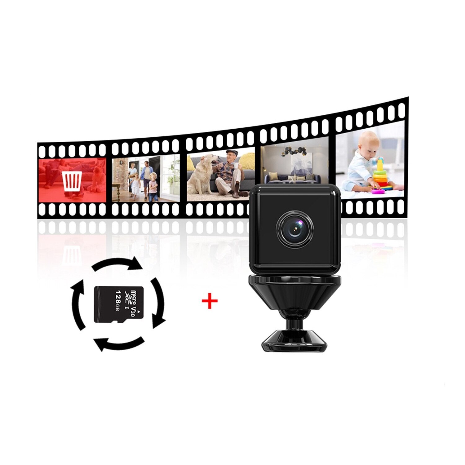 Безжична мини видеокамера, Ultra HD резолюция, 150° зрителен ъгъл ...