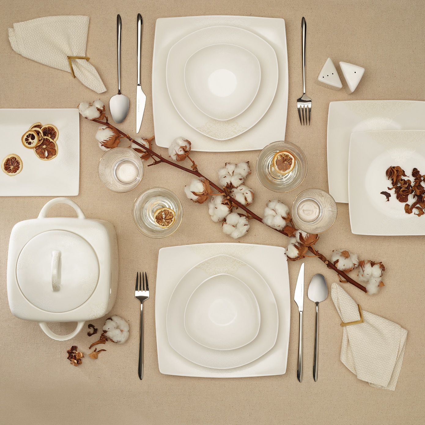 Set de vesela pentru 12 persoane Sila Cream, Karaca, Portelan Alb, 60 ...
