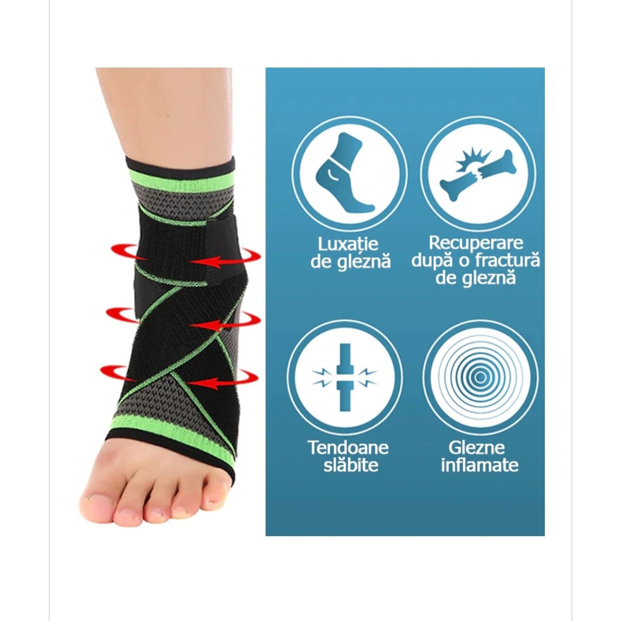 Set 2 Glezniere Elastice, orteze de protectie, prindere cu benzi de ...