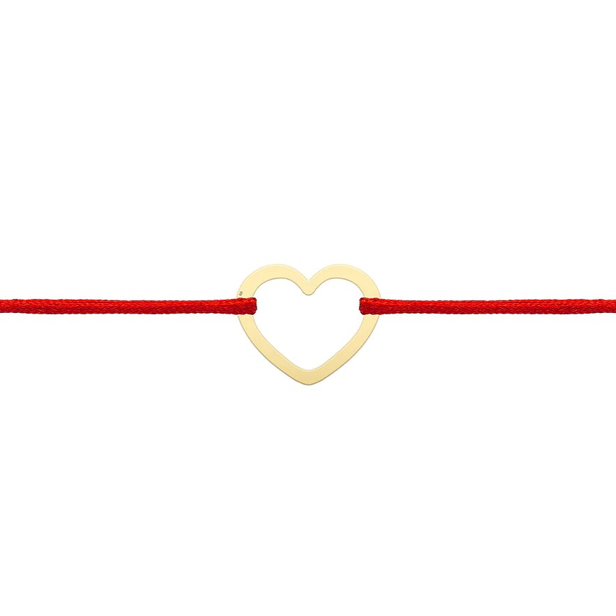 Bratara aur 14k cu snur rosu, pandantiv inima aur galben 14k - eMAG.ro
