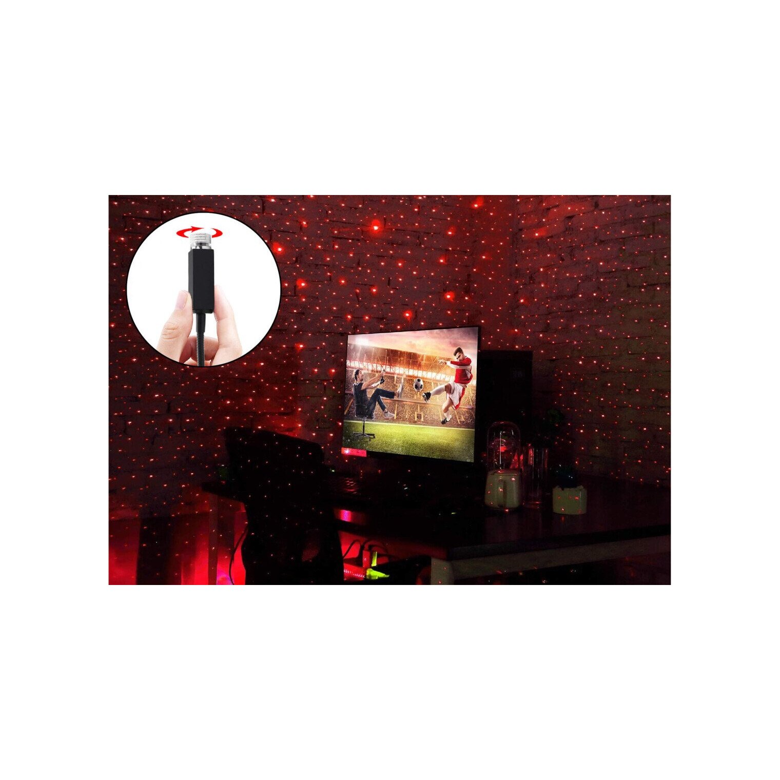 Lampa cu laser pentru plafon auto, SkyLight, alimentare USB, Rosu - eMAG.ro