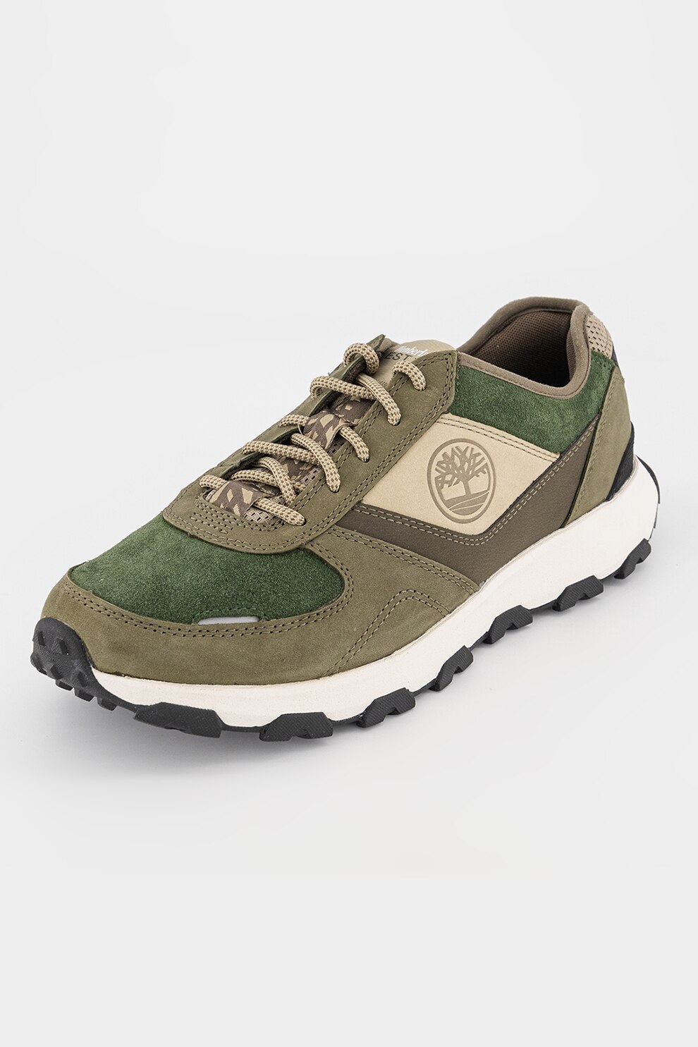Timberland, Pantofi sport din piele si piele intoarsa cu model ...