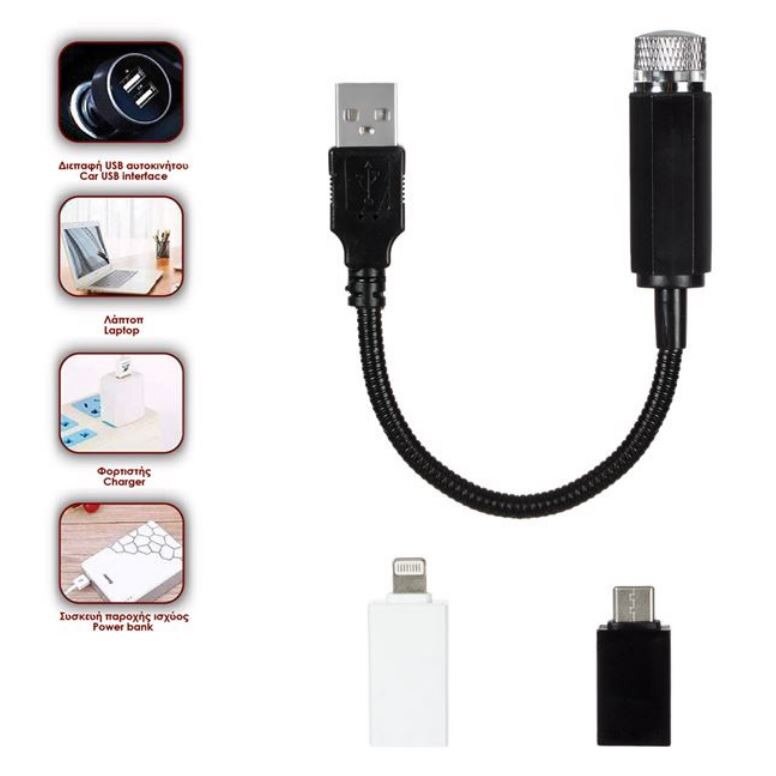 Lampa laser pentru plafon auto, SkyLight, cu alimentare USB - eMAG.ro