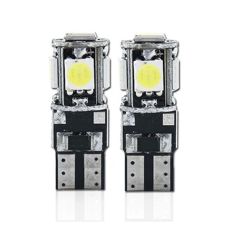 Set 2 x Becuri auto, 10W, 5 LED SMD, T10 - eMAG.ro