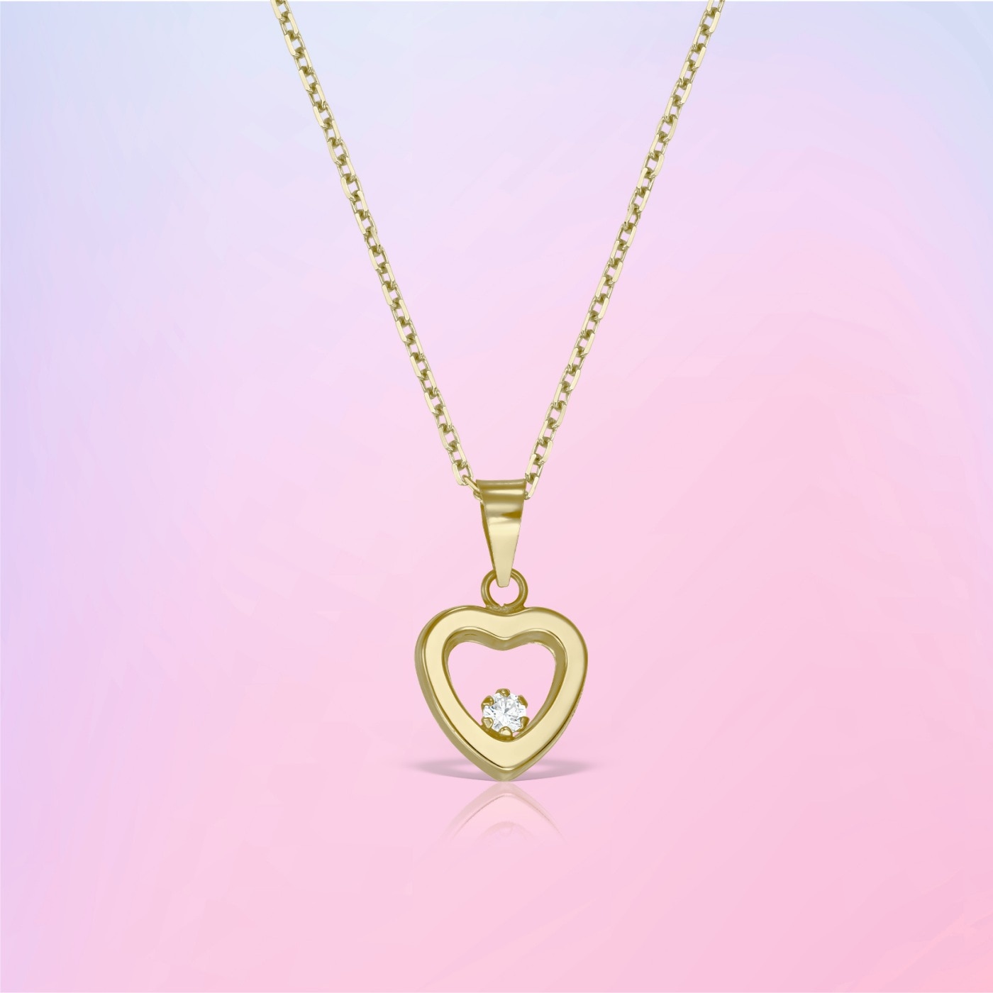 Lantisor din aur galben pentru copii cu pandantiv inimioara - eMAG.ro