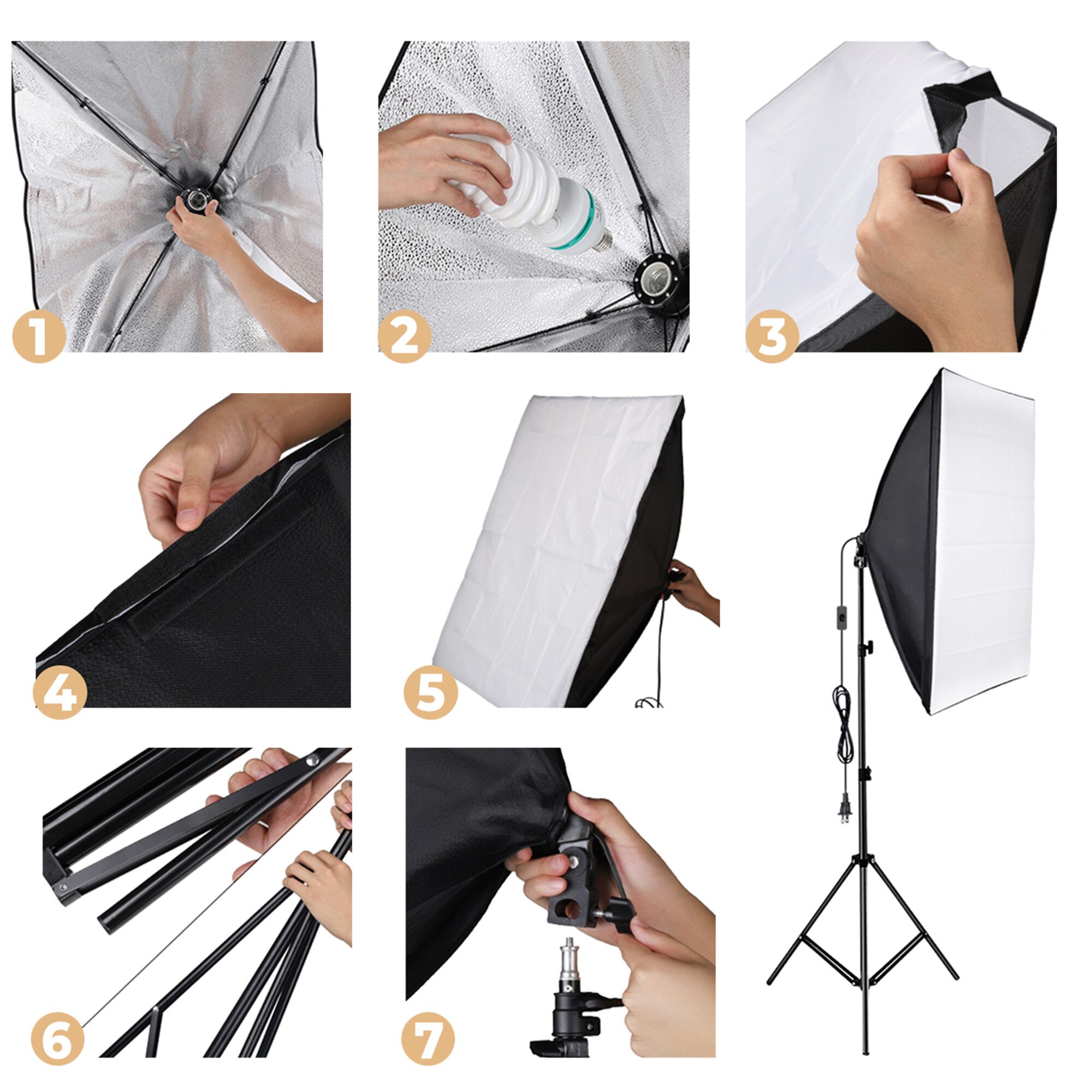 Set de lumini pentru studio cu 2 softbox 50x70, becuri neutre 2 x 35W ...