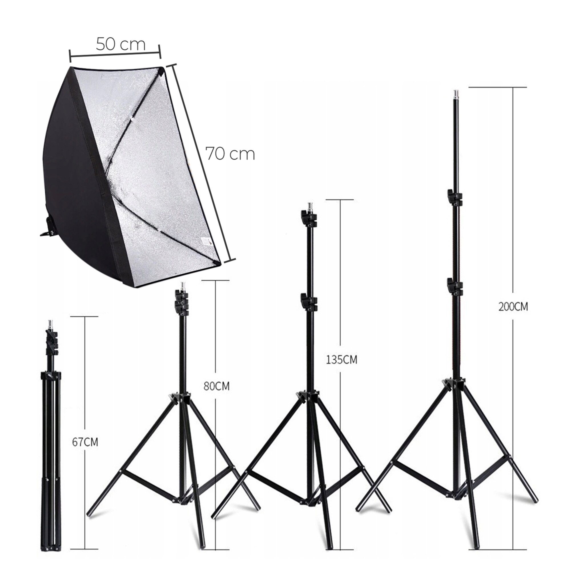 Set de lumini pentru studio cu 2 softbox 50x70, becuri neutre 2 x 35W ...